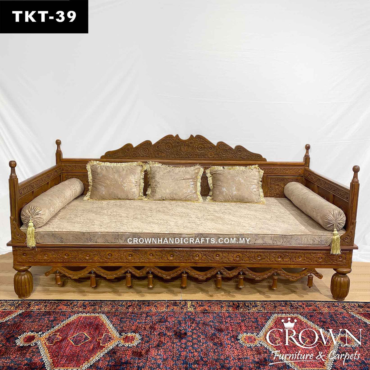Majestic Day Bed Takht Throne Style, Solid Wood Exquisite Hand-Carving ...