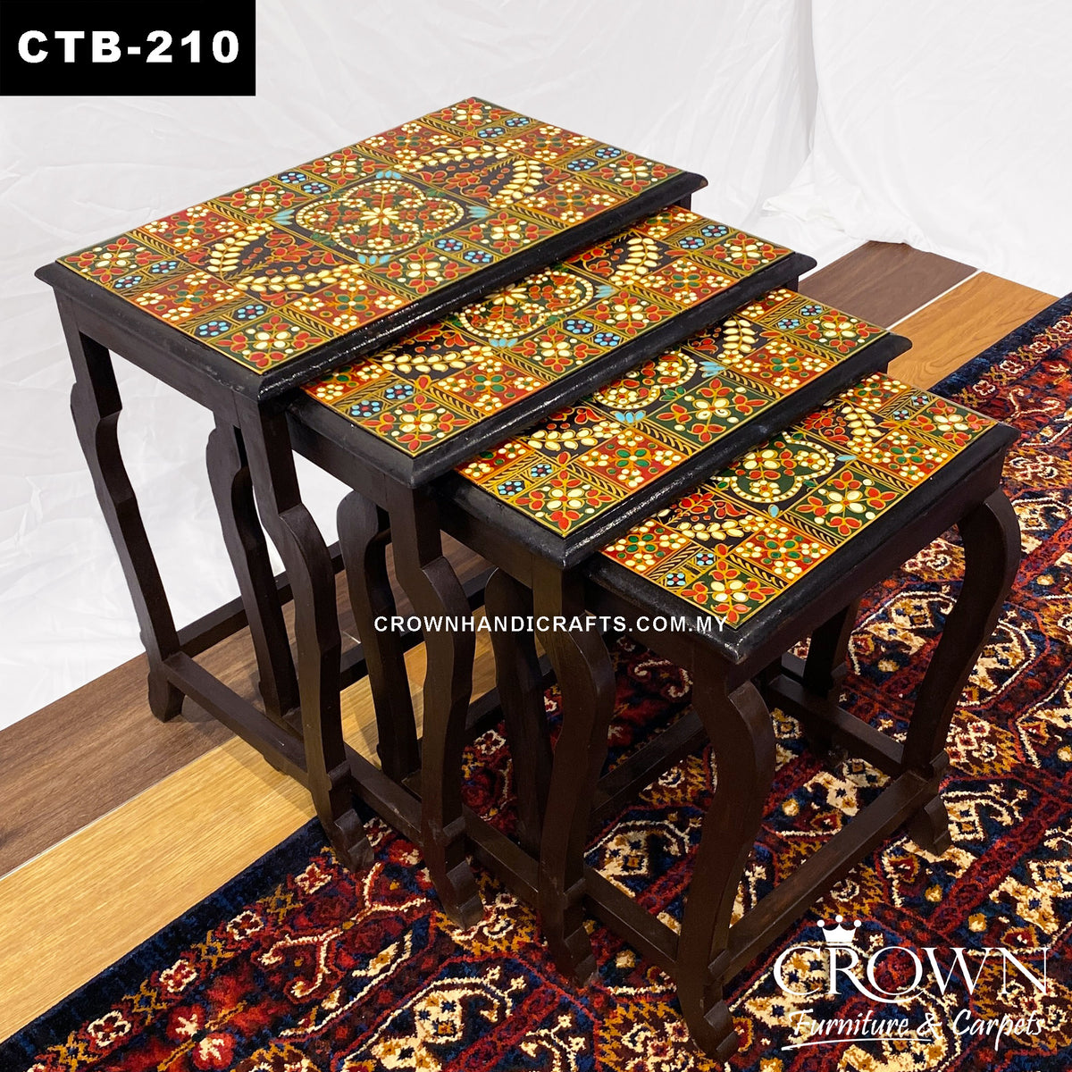 Hand-Painted Rajasthan Nesting Tables (Set of 4) – Colorful Indian Art ...