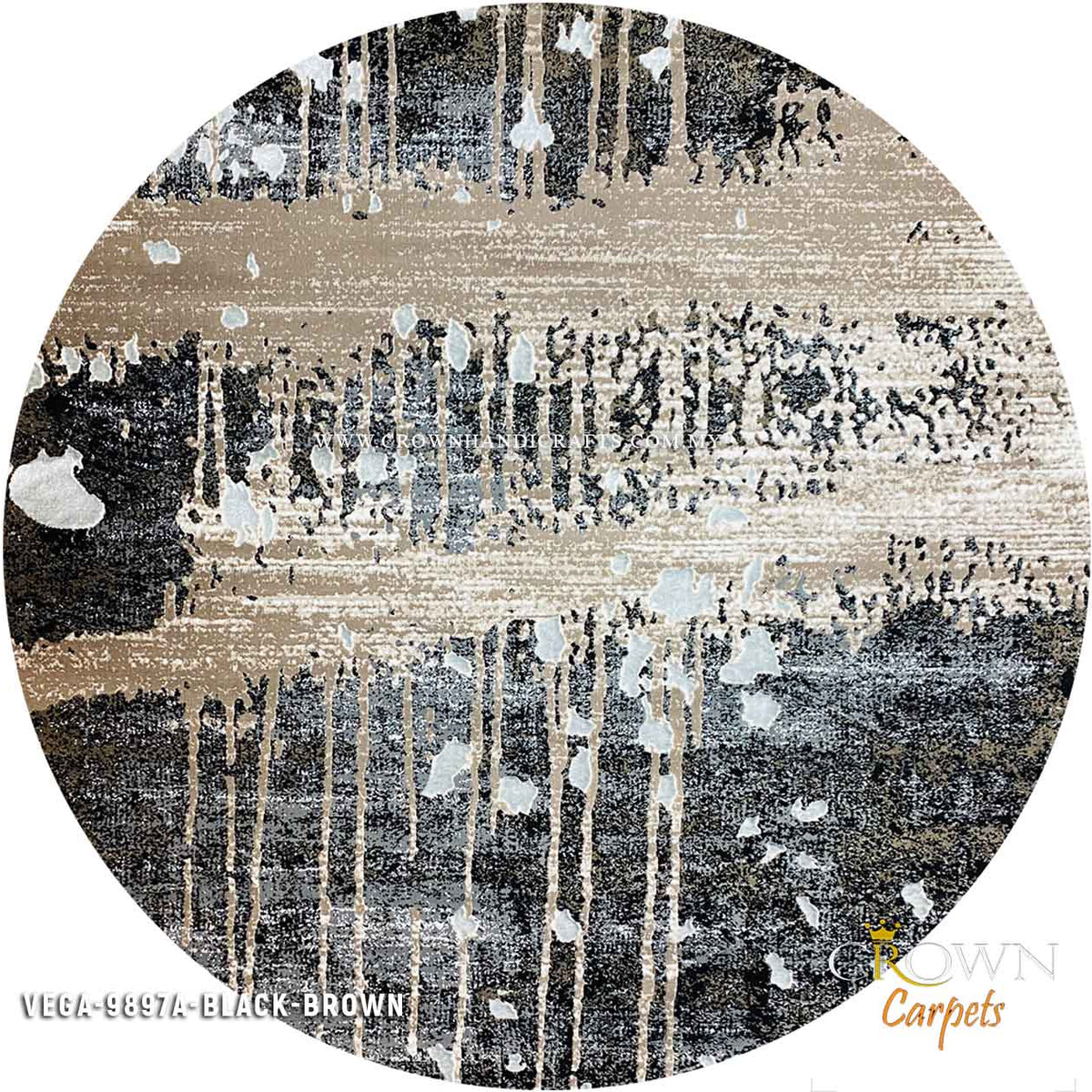 Abstract Rug Modern Round Design Carpet High Quality | Vega 9897A Blac ...